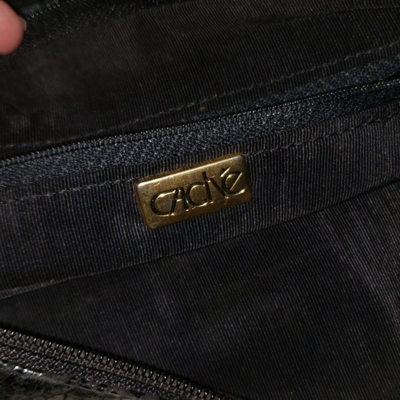 Cache | Bags | Cache Gold Chain Black Leather And Snake Print Bag ...